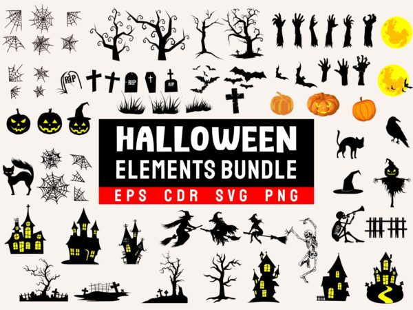 Halloween bundle SVG. Halloween elements bundles vector icons symbol ...